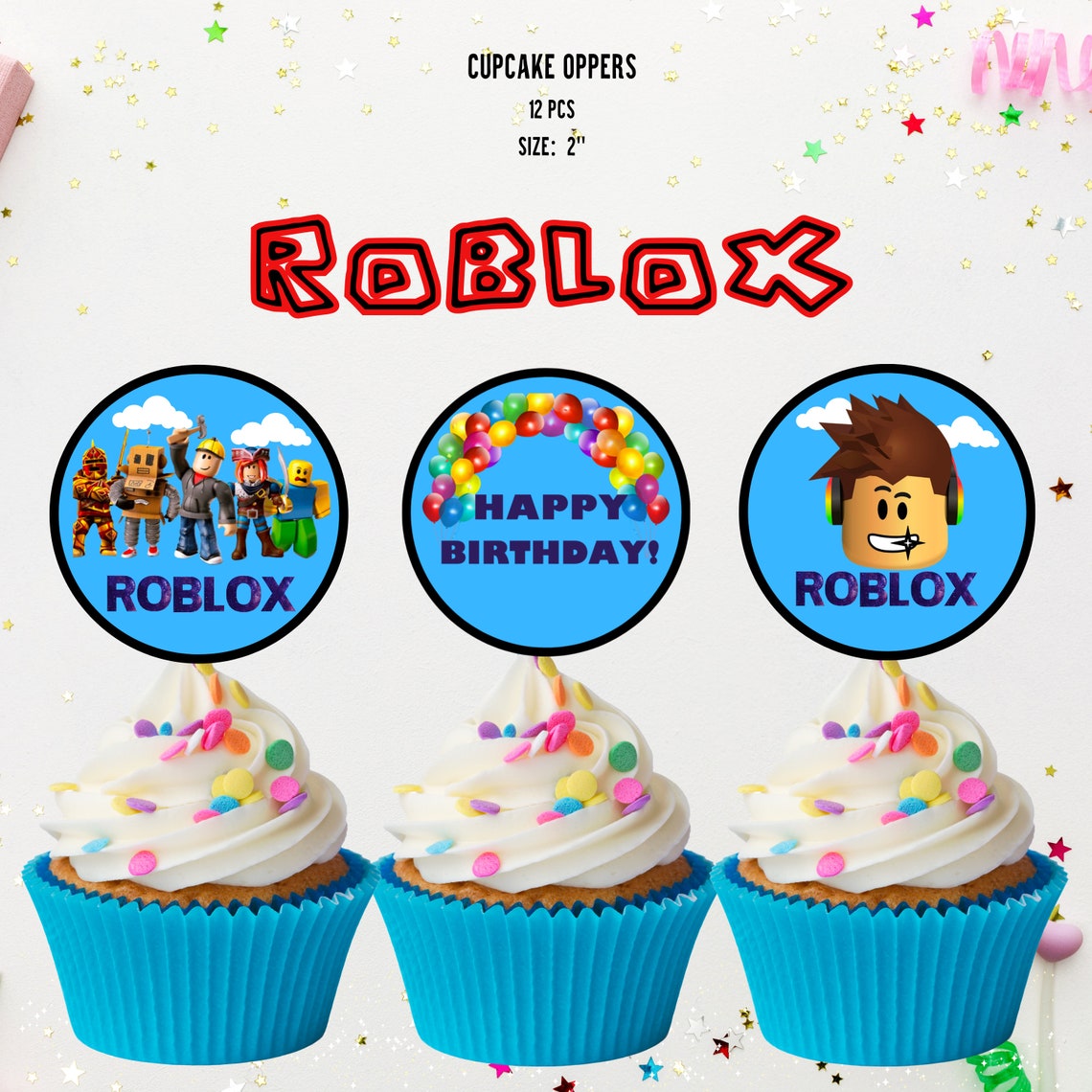 Roblox Cupcake Toppers, Roblox Birthday Topper, Gamer Topper, Instant ...