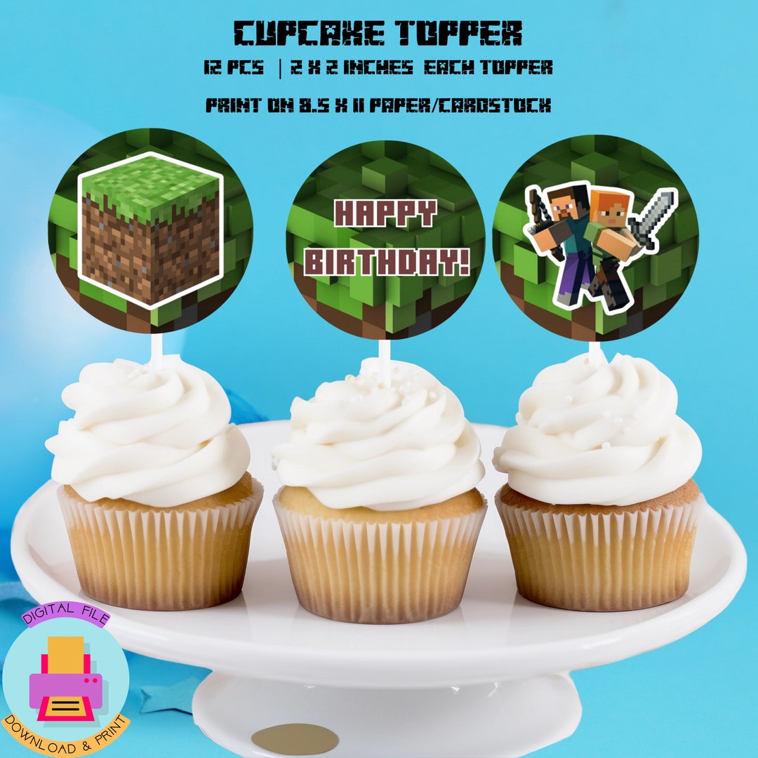 Minecrafter Cupcake Topper, Gamer Toppers, Birthday Topper, Digital ...