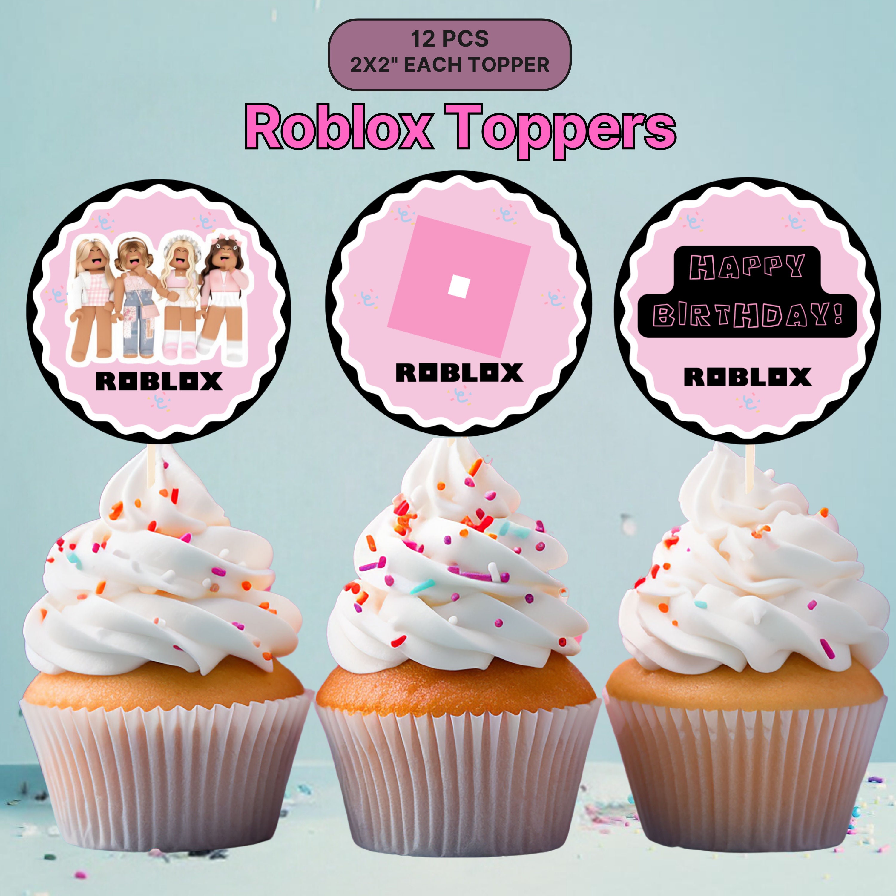 Roblox Girls, Pink Roblox Cupcake Toppers, Roblox Birthday Topper ...