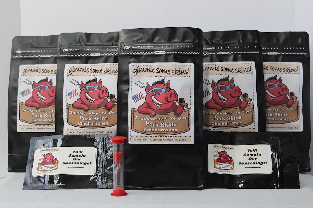 Pork Skins 5 Lbs You-fry Chicharrones Rinds Snack and Two Free Spice ...