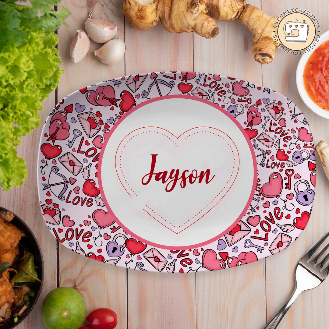 Personalized Sweet Love Hearts Platter, Custom Serving Platter Happy ...