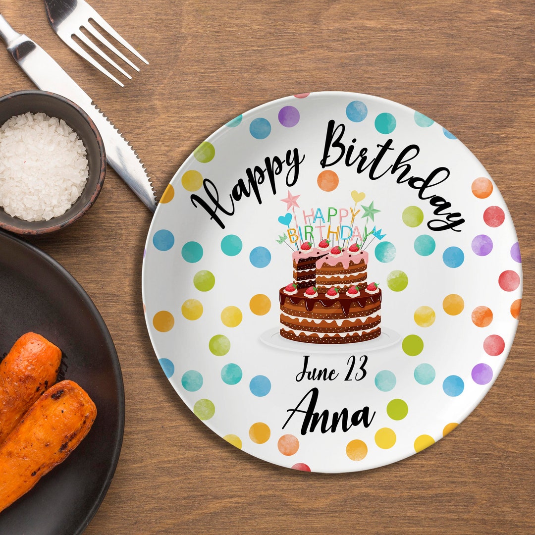 Personalized Birthday Pancake Plates Gift Special Party Plates Colorful ...