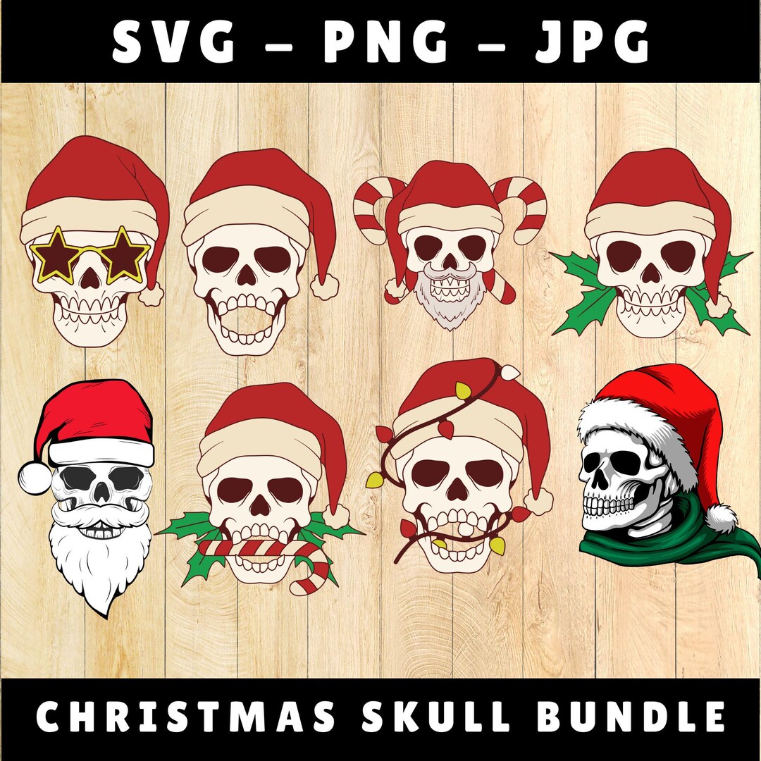 Christmas Skull SVG Bundle, Christmas SVG Bundle, Merry Christmas ...