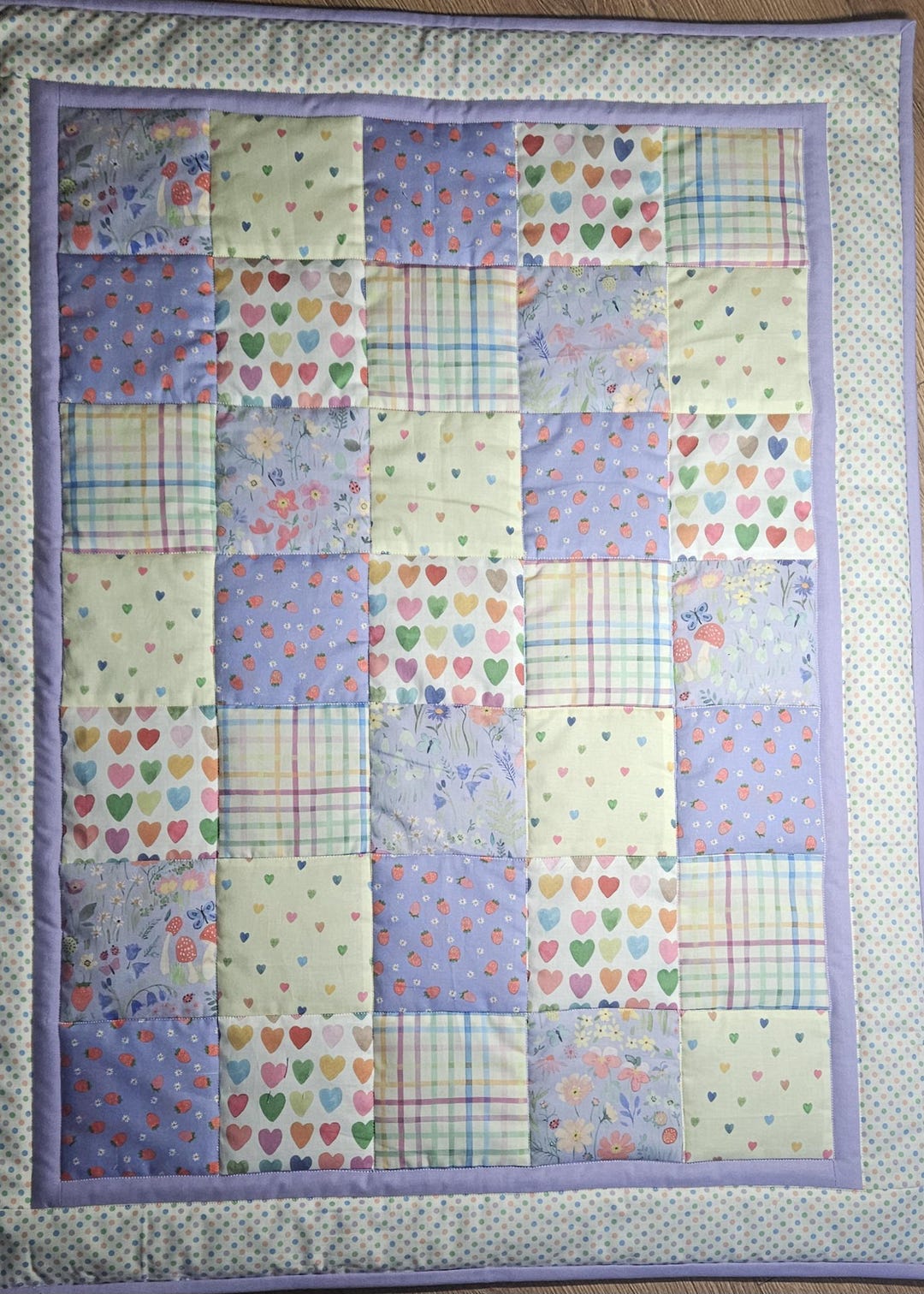 Handmade Patchwork Spring Flowers and Hearts DESIGN Baby or Toddler ...