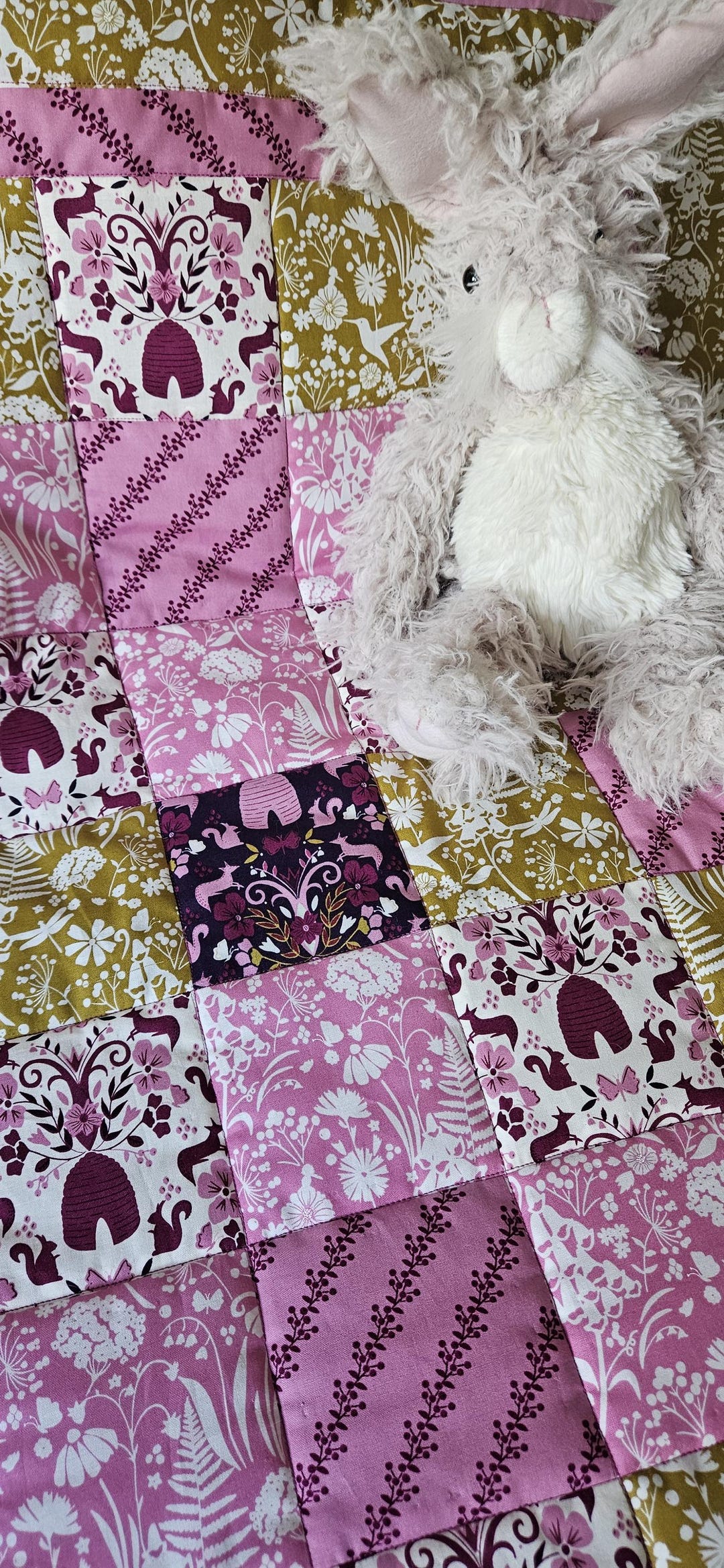 Handmade Patchwork Wildlife Meadow Baby or Toddler Playmat / Pram Cover ...