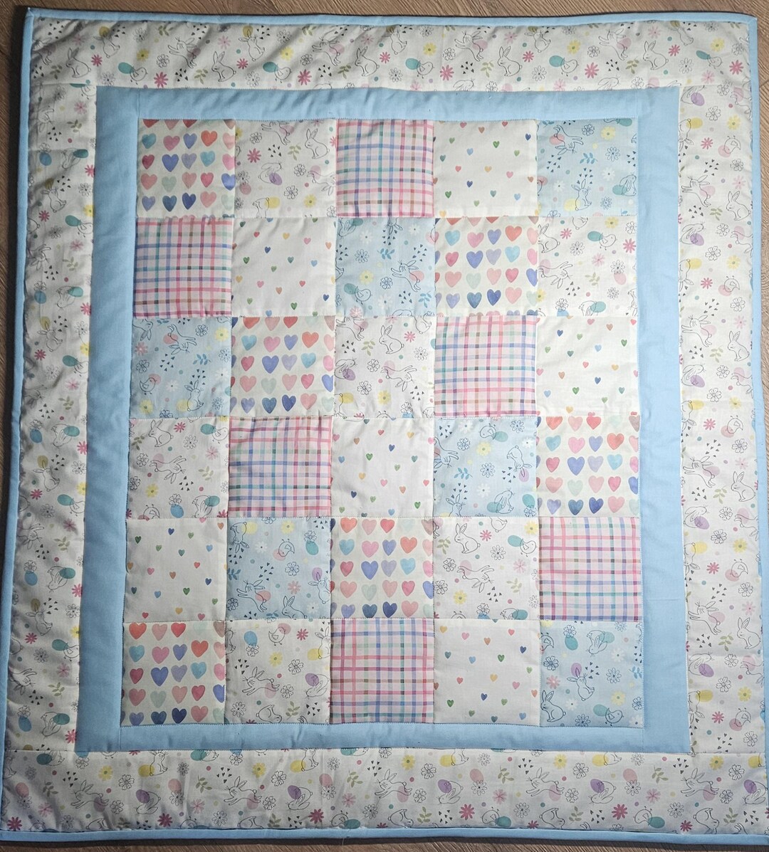 Handmade Patchwork Spring Rabbits and Hearts DESIGN Baby or Toddler ...
