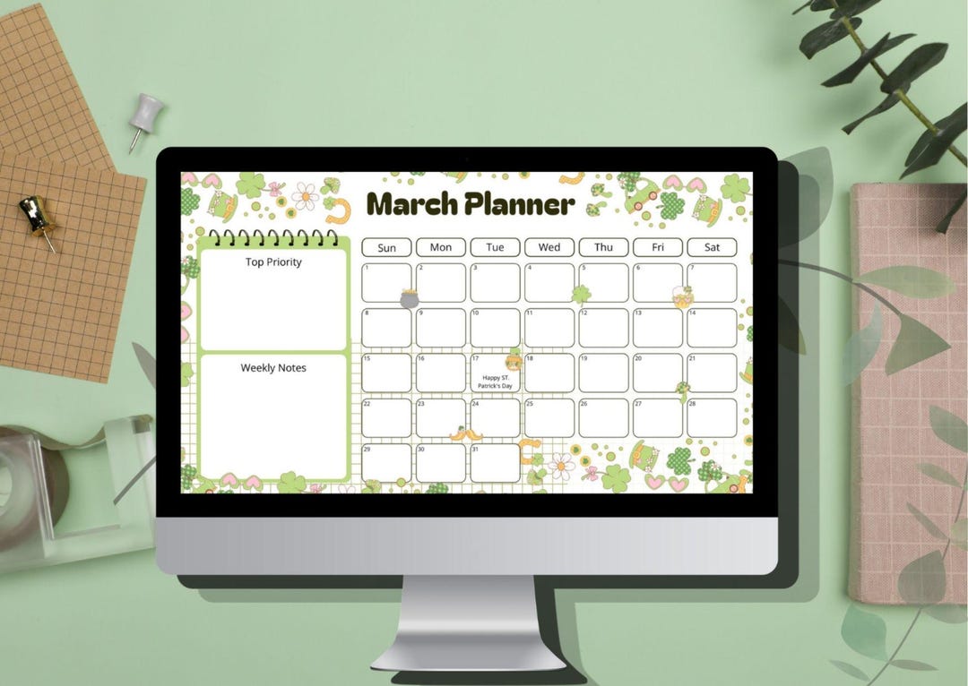 March Planner Printable | Monthly Schedule, Goals, Tasks (digital ...