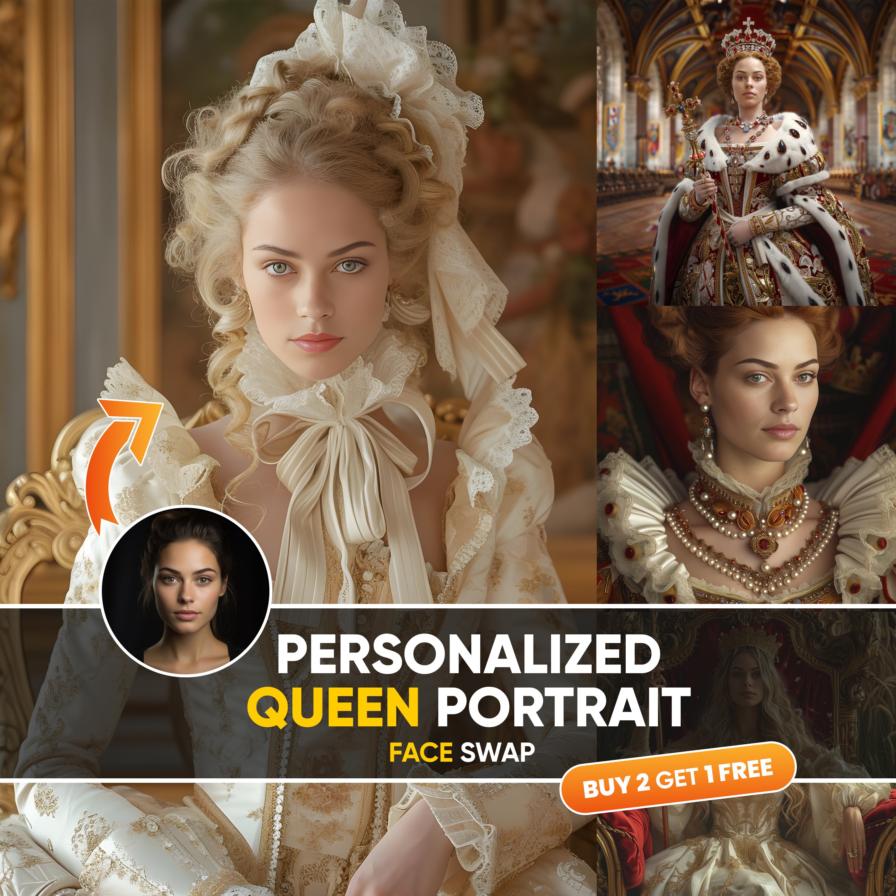 Custom Queen Royal Portrait From Photo, Renaissance Portrait, Custom ...