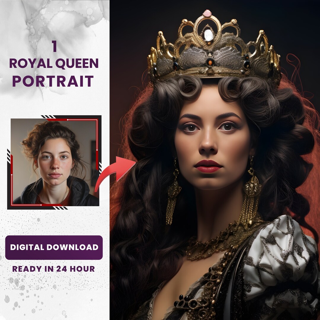Personalized Royal Queen Portrait: Renaissance Custom Art (digital ...