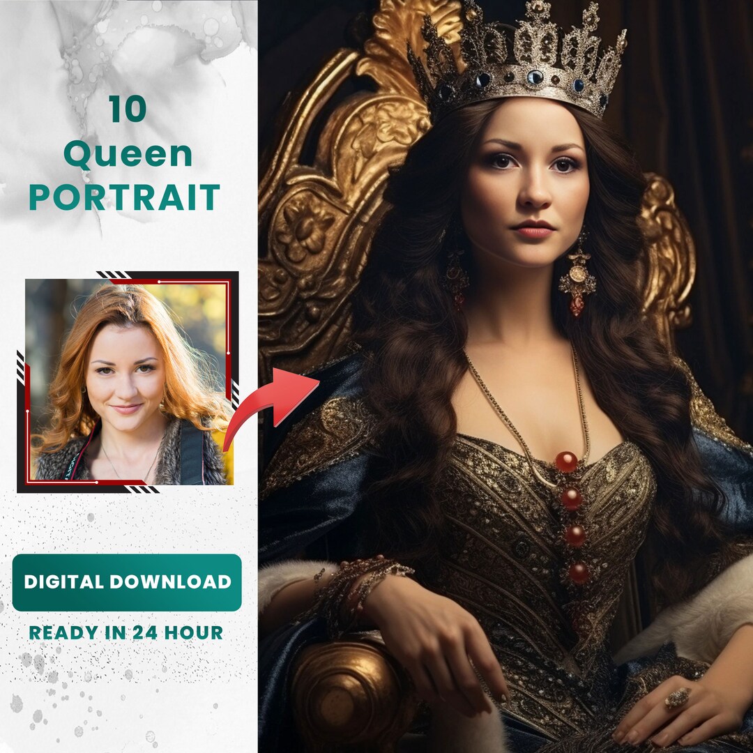 Personelized Queen Portrait From Photo | Royal Queen Portrait | Canvas ...