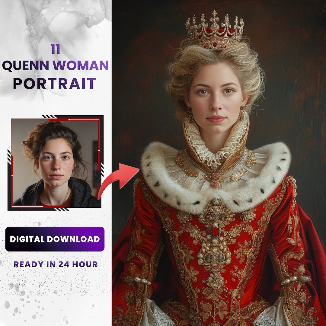 Custom Queen Portrait From Photo | Historical Portrait | Portrait Photo ...