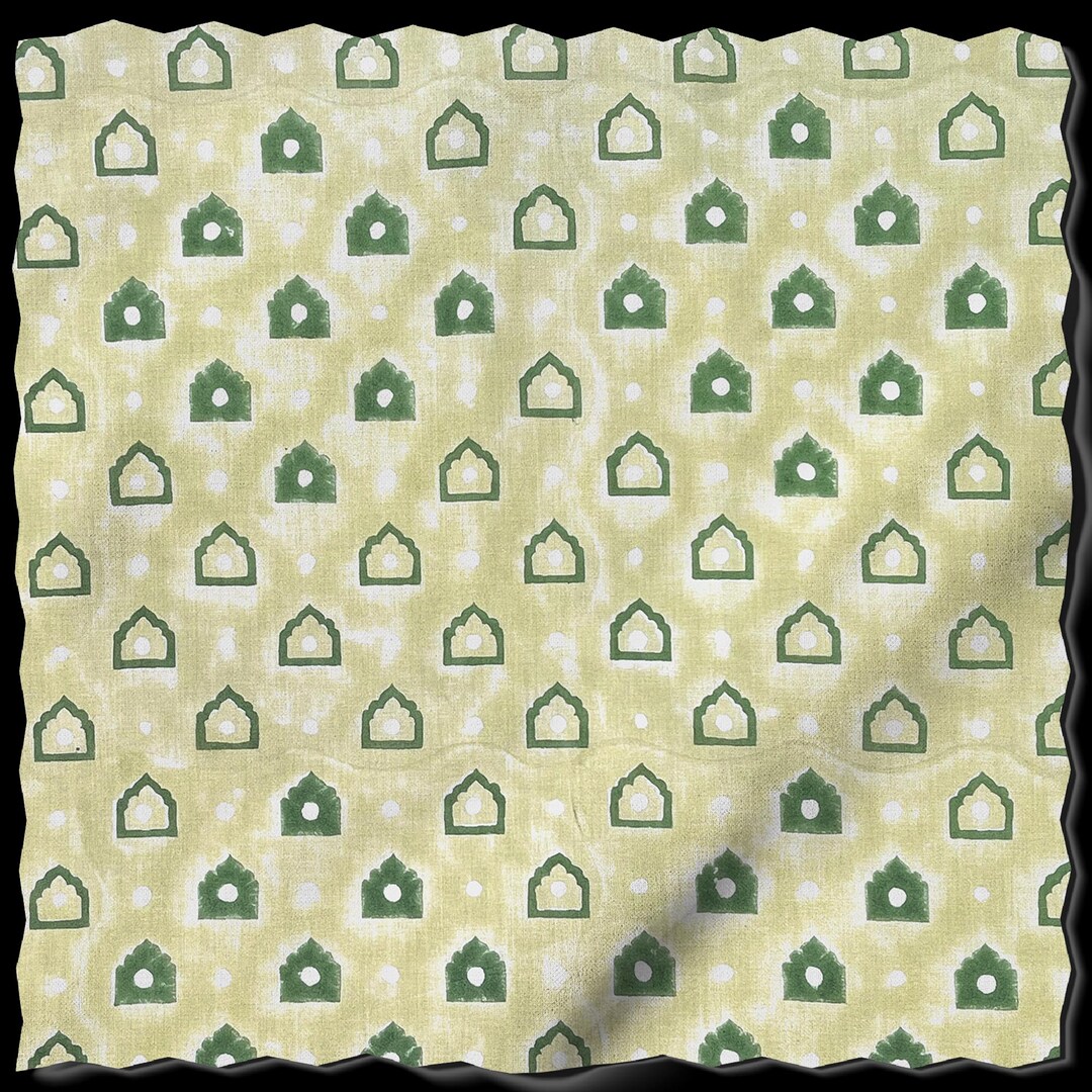 Dotted House, Arch Motif Block Print Fabric - Etsy