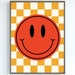 Checkered Smiley Face Digital Wall Art - Red and Yellow - Etsy
