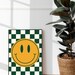 Checkered Smiley Face Digital Wall Art Yellow and Green - Etsy