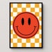 Checkered Smiley Face Digital Wall Art - Red and Yellow - Etsy