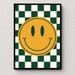 Checkered Smiley Face Digital Wall Art Yellow and Green - Etsy
