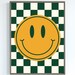 Checkered Smiley Face Digital Wall Art - Yellow and Green - Etsy