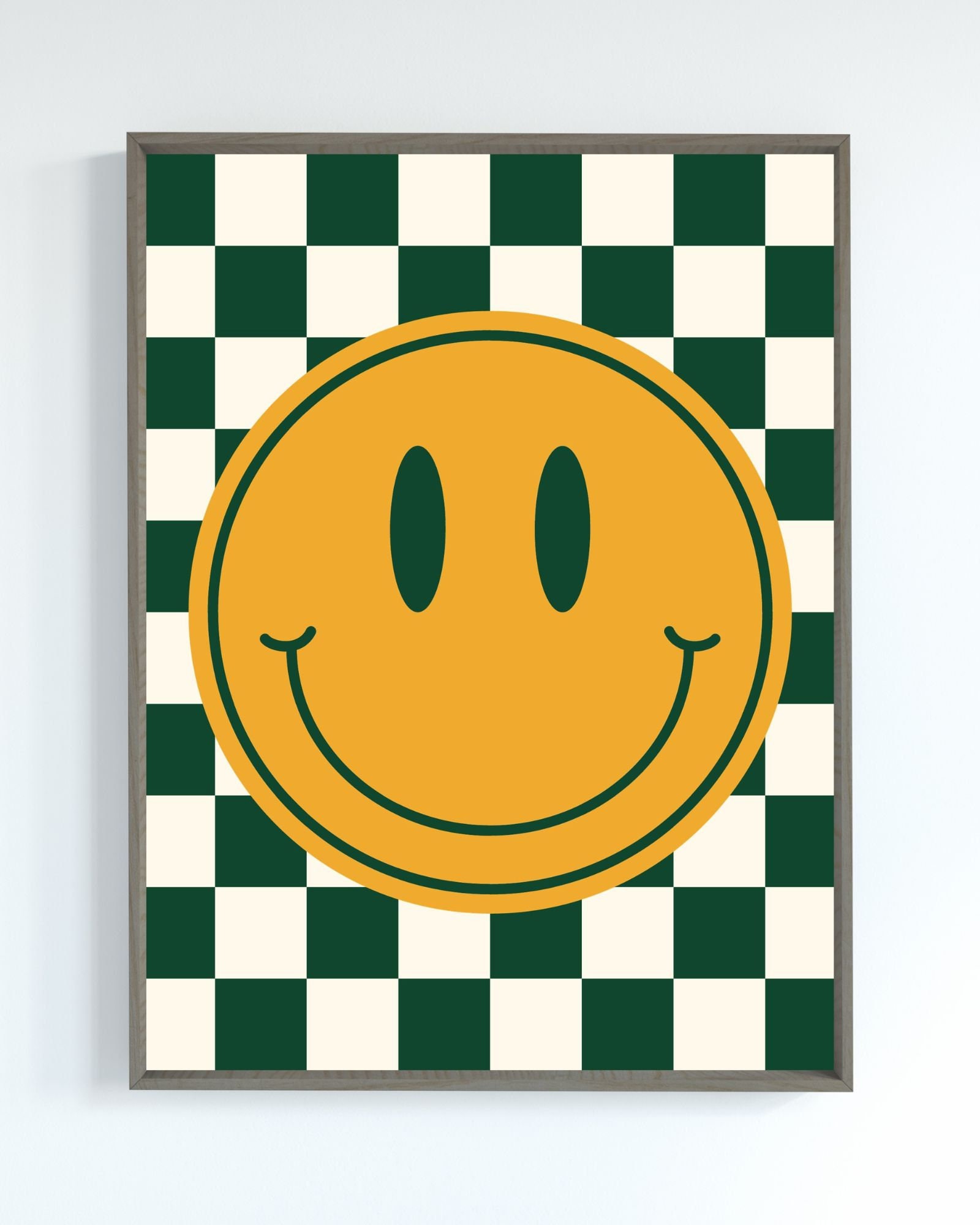 Checkered Smiley Face Digital Wall Art - Yellow and Green - Etsy