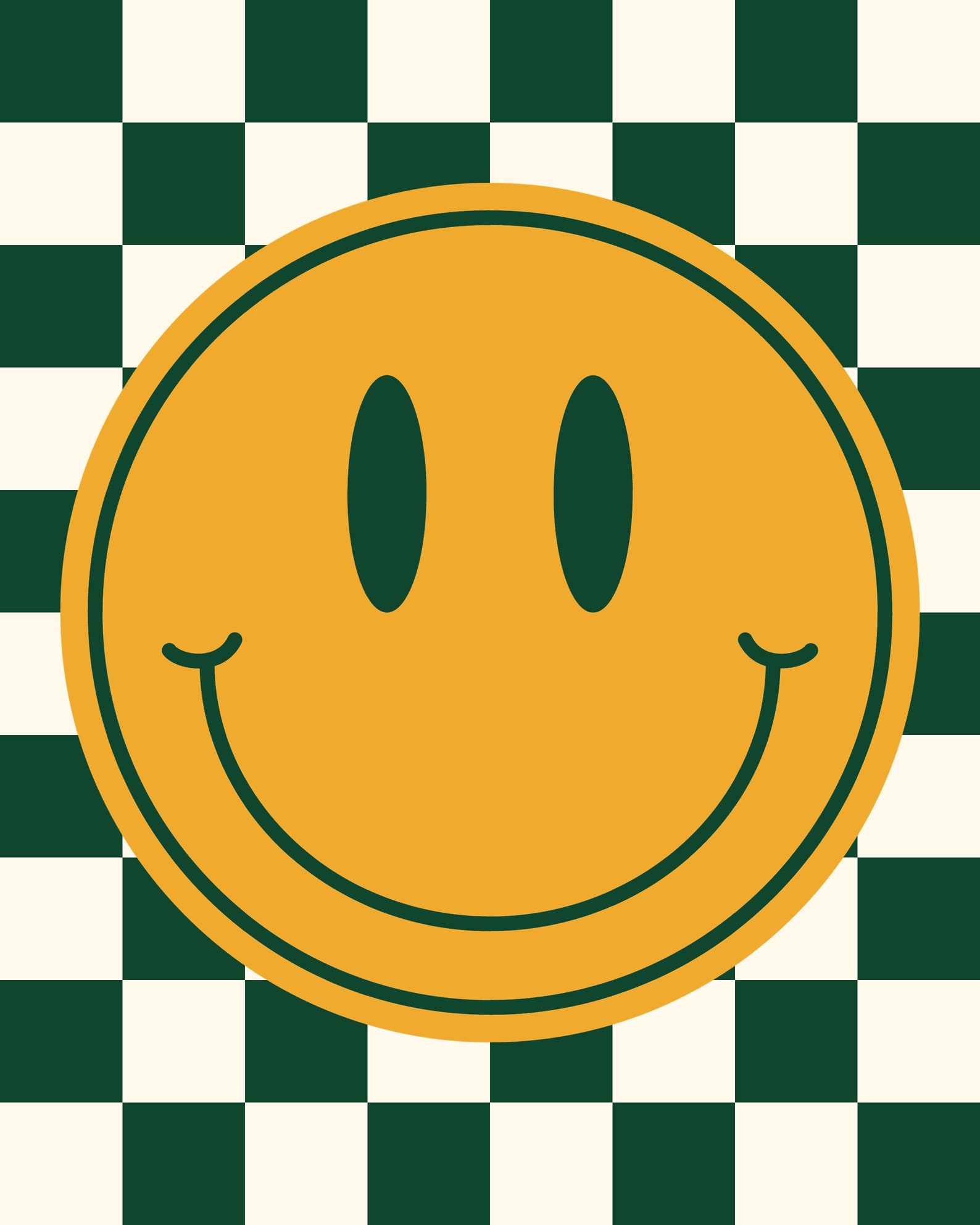 Checkered Smiley Face Digital Wall Art - Yellow and Green - Etsy