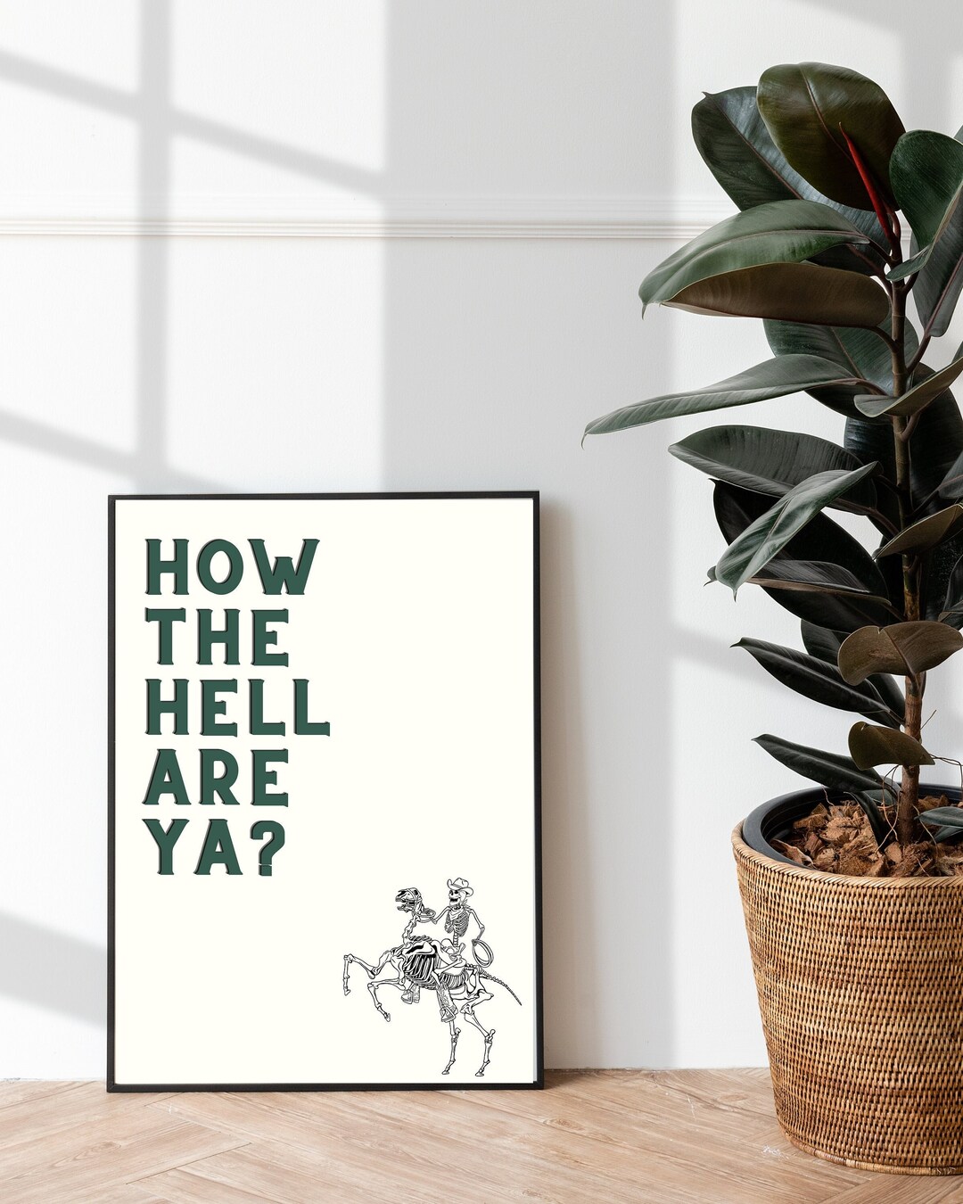 How the Hell Are Ya Digital Wall Art - Green / Western / Skeleton - Etsy