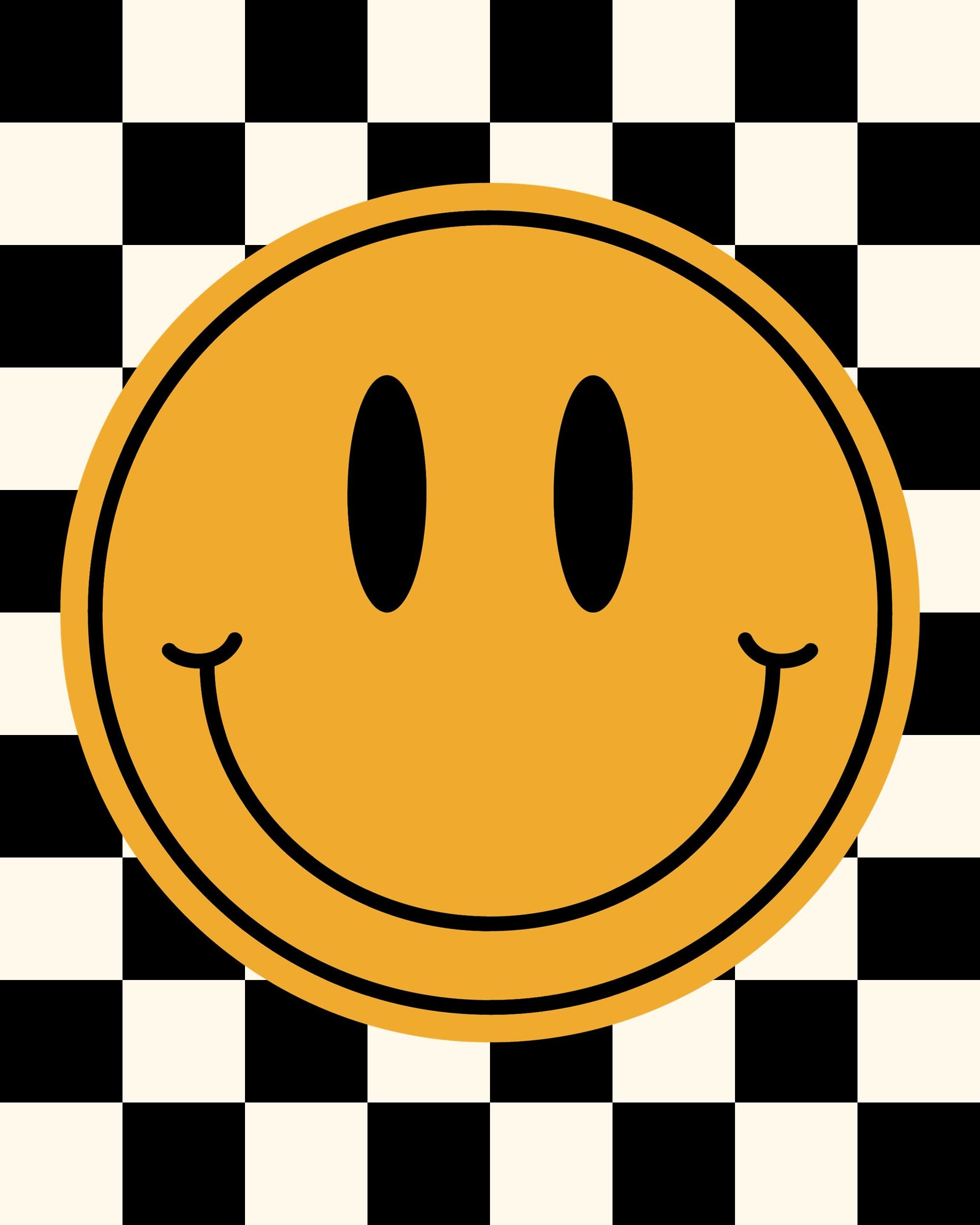 Checkered Smiley Face Digital Wall Art - Black and Yellow - Etsy
