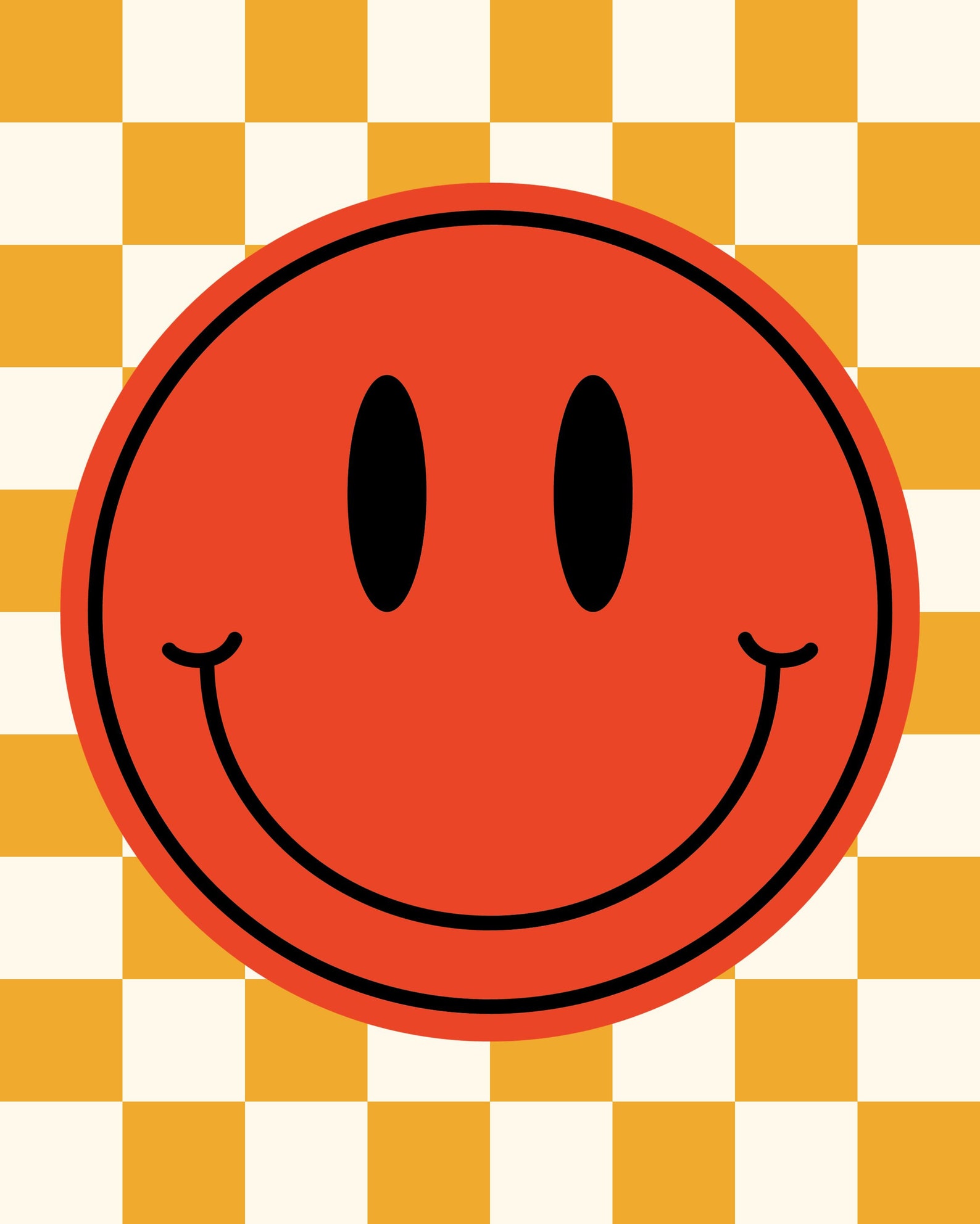 Checkered Smiley Face Digital Wall Art - Red and Yellow - Etsy