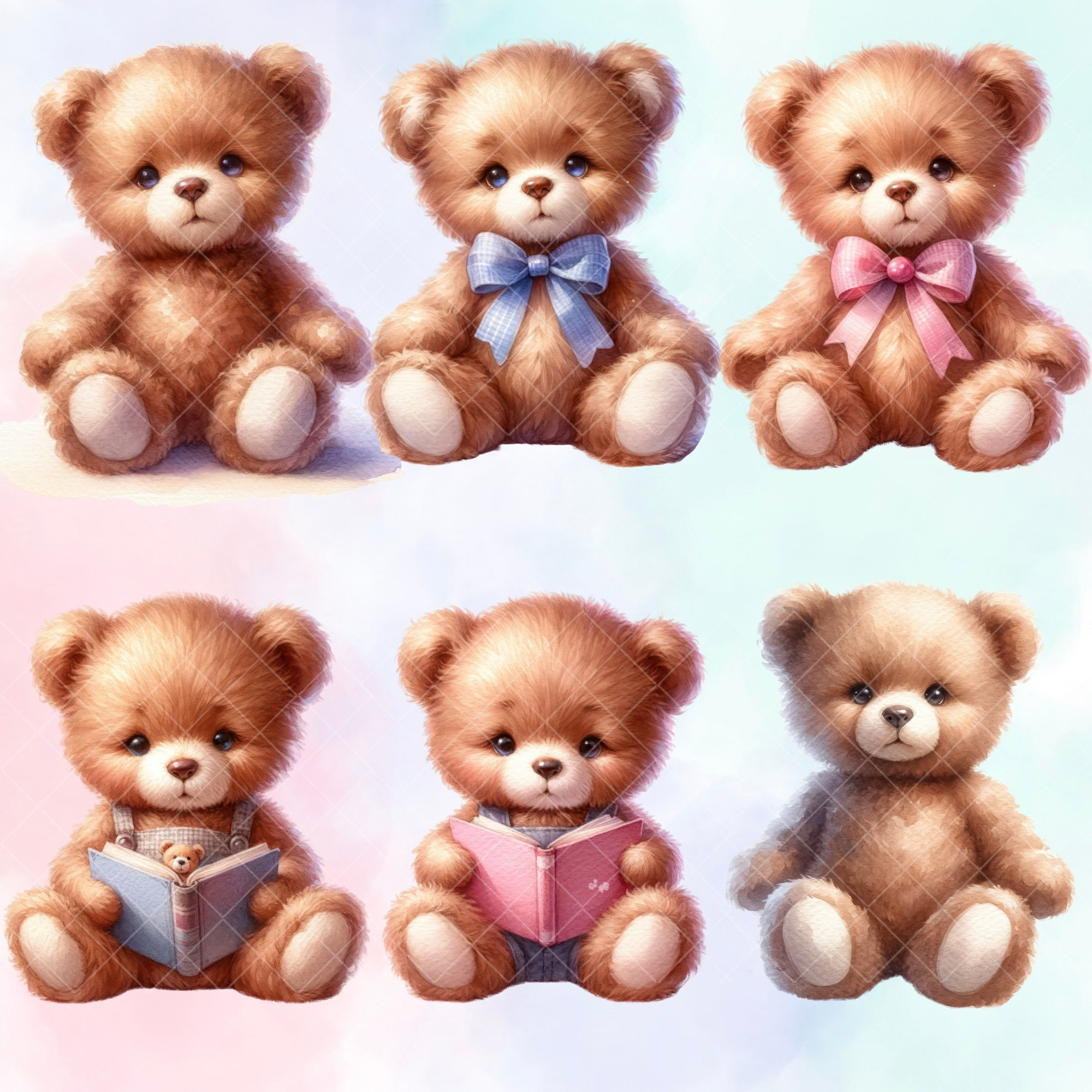 18 Adorable Teddy Bear Clipart Collection, Cute Digital Bears for ...