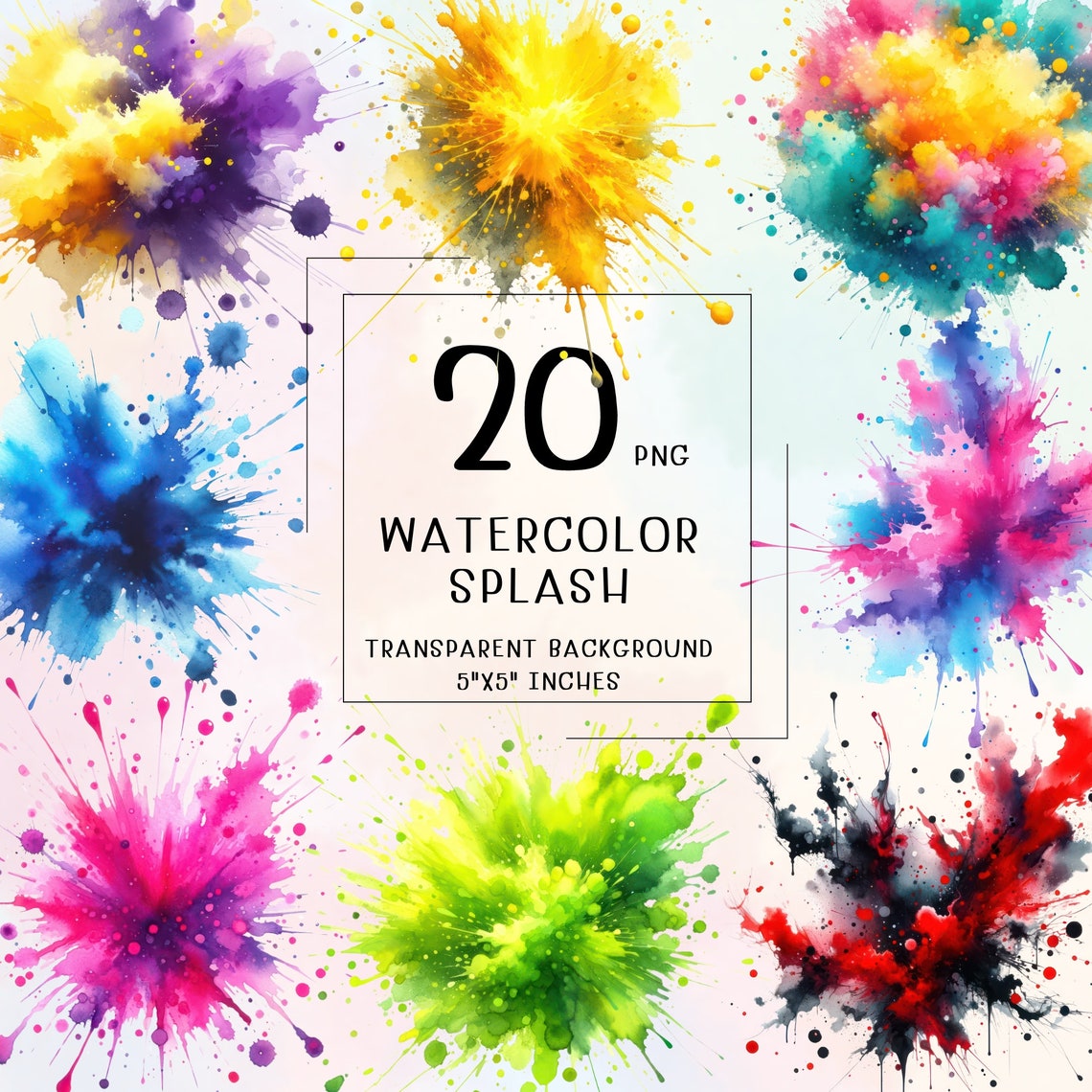 20 Watercolor Splash Clipart, Colorful Color Splash, PNG Transparent ...