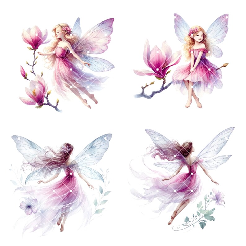 Fairy Watercolor Clipart Set – High-resolution Jpgs (instant Download ...