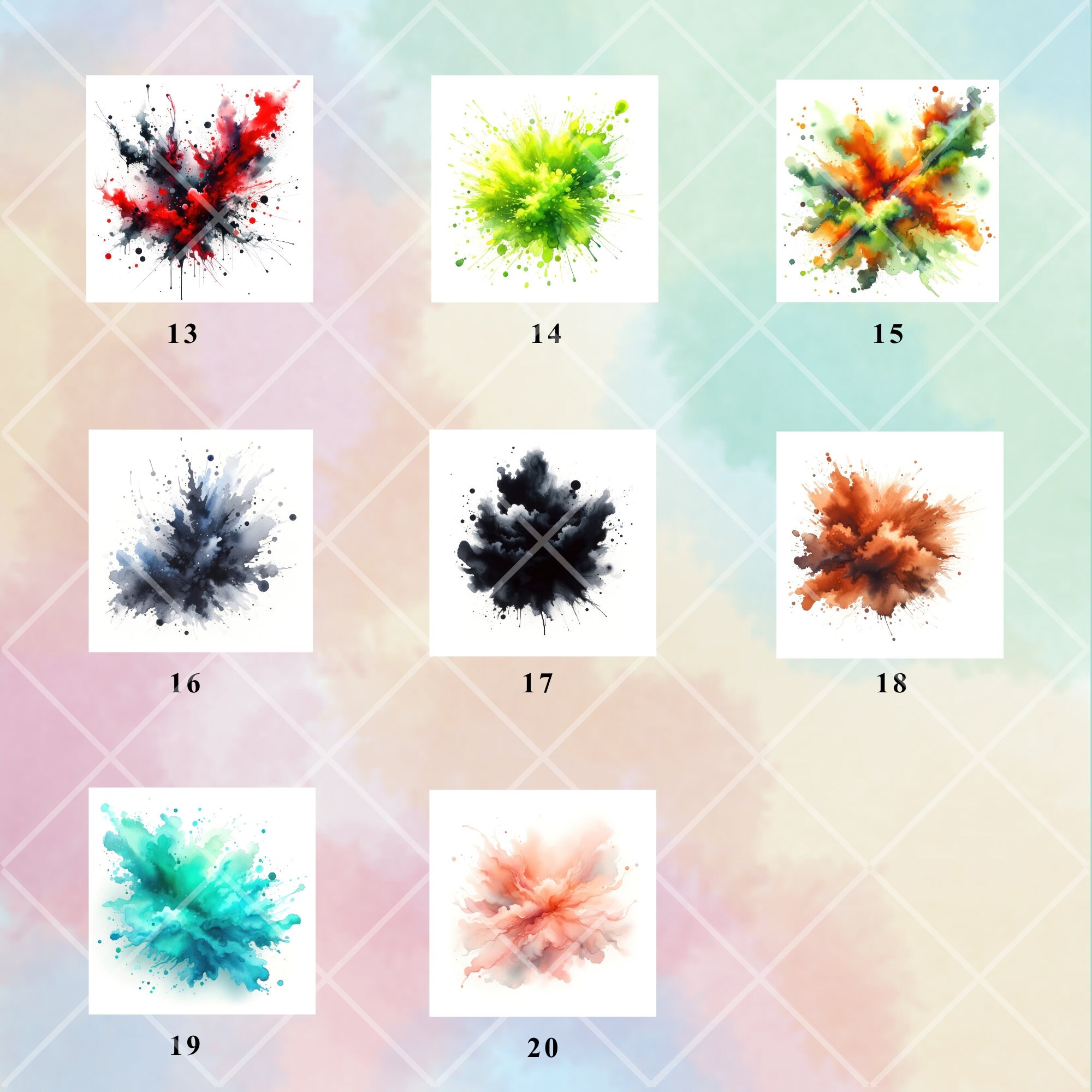 20 Watercolor Splash Clipart, Colorful Color Splash, PNG Transparent ...