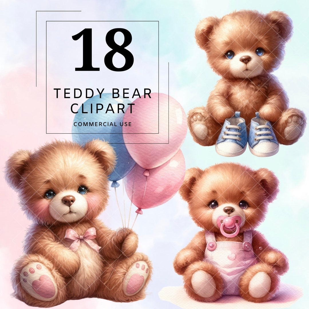 18 Adorable Teddy Bear Clipart Collection, Cute Digital Bears for ...
