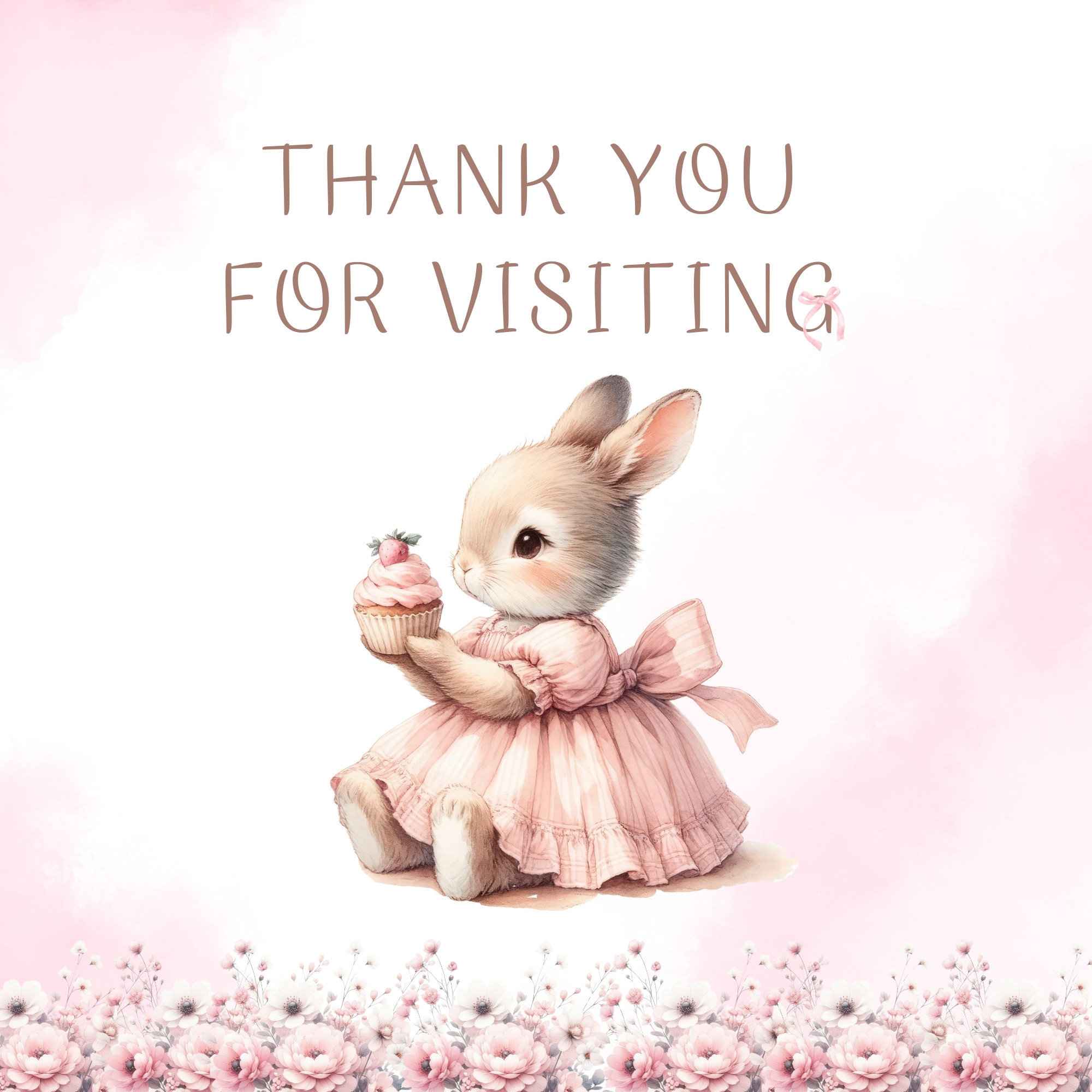 Adorable Pink Bunny First Birthday Digital Art, Girl's Party ...