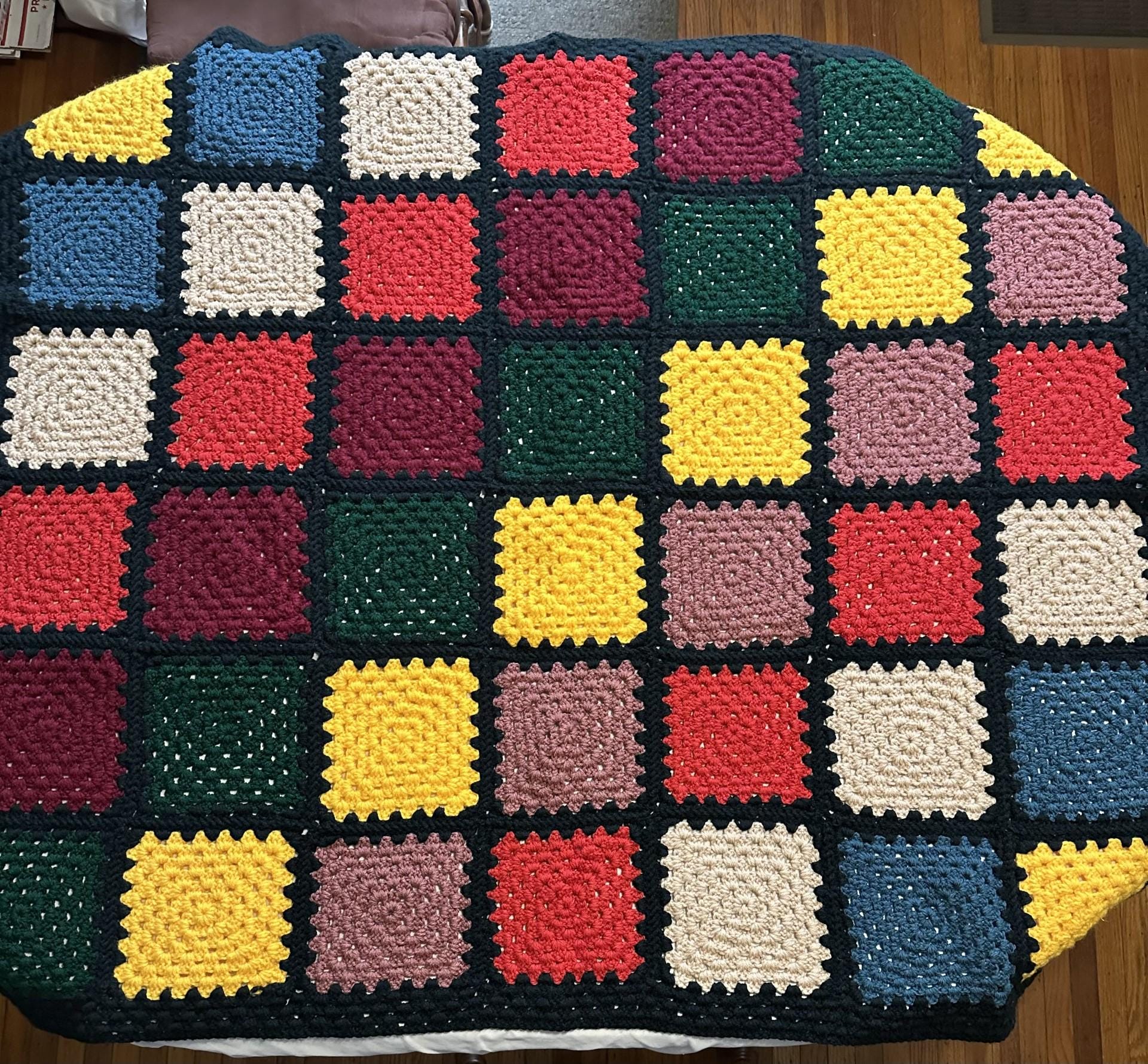 Afghan Green, Red, Berry, Beige, Blue, Yellow & Burgundy 42” by 49” - Etsy