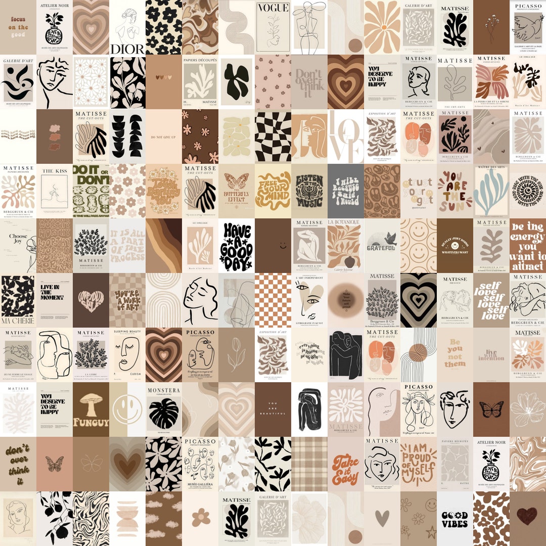 180 Pc Aesthetic Neutral Danish Pastel Wall Collage Neutral Colors ...