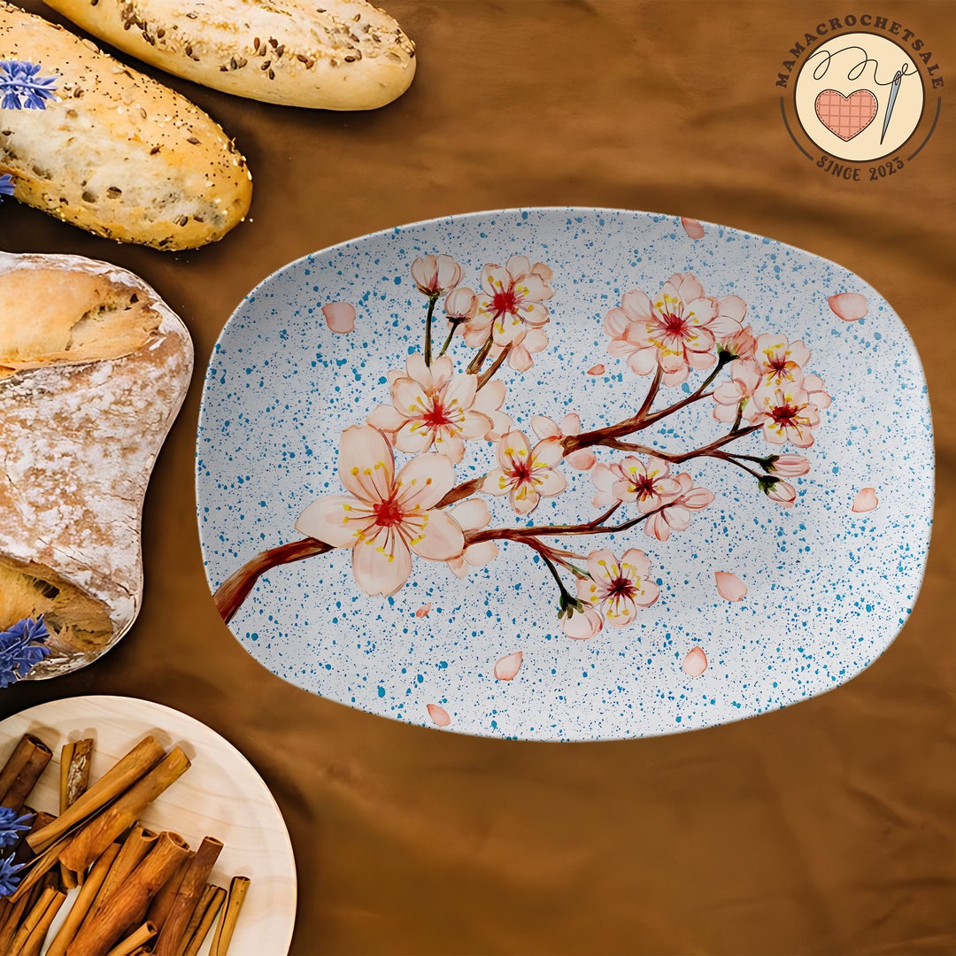 Personalized Sakura Platter, Japanese Custom Dinner Plate, Serving ...