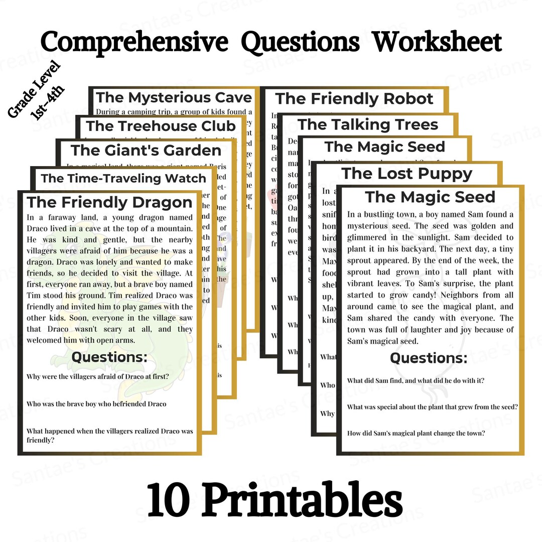 Reading Comprehension Worksheets for Kids | 10 Printable Passages With ...