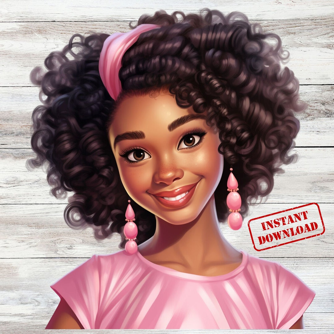 Pretty Girl Clipart, Pink Clipart, Melanin Clipart, Black Pink Clipart ...