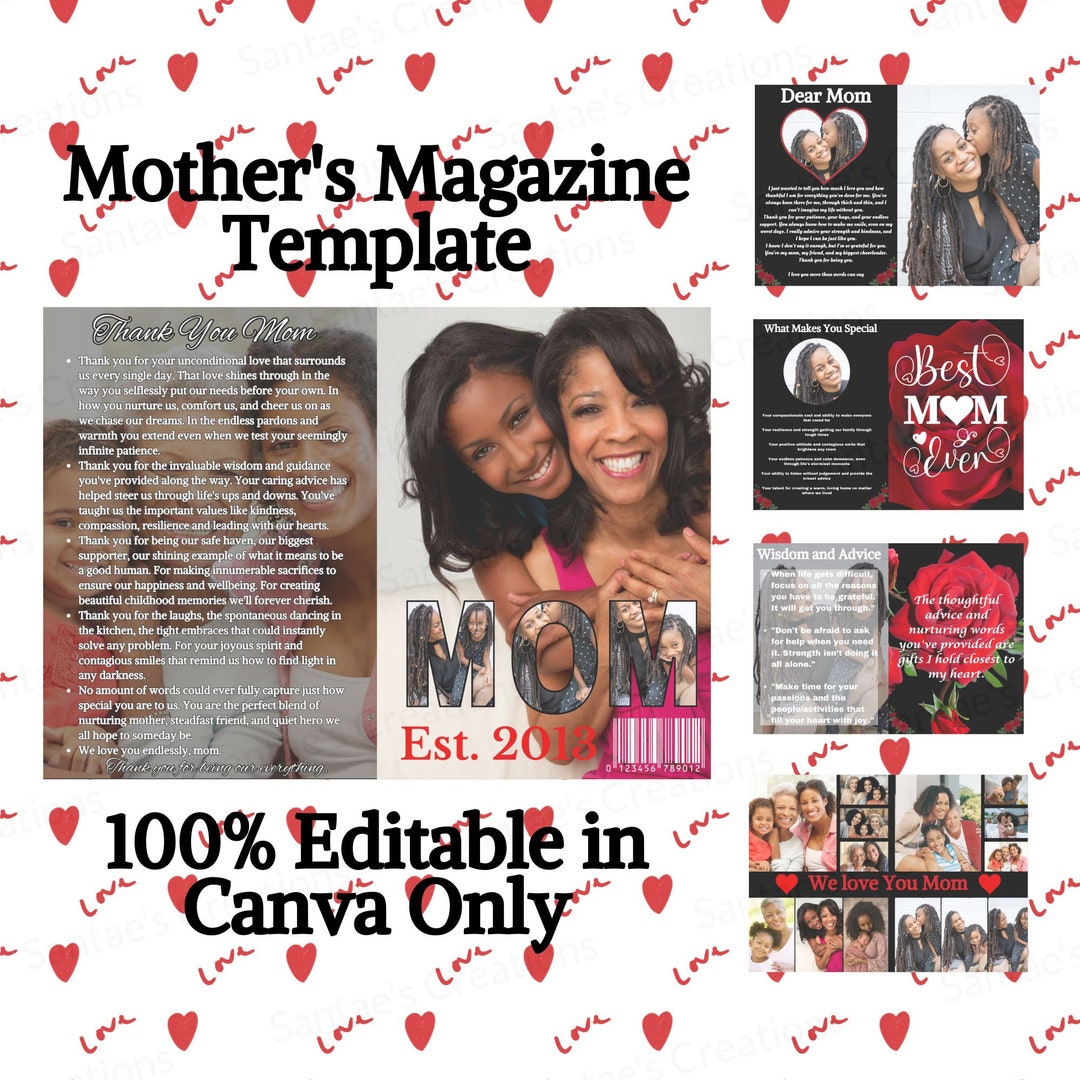 Mothers Magazine Template, Editable Magazine Template for Mother's ...