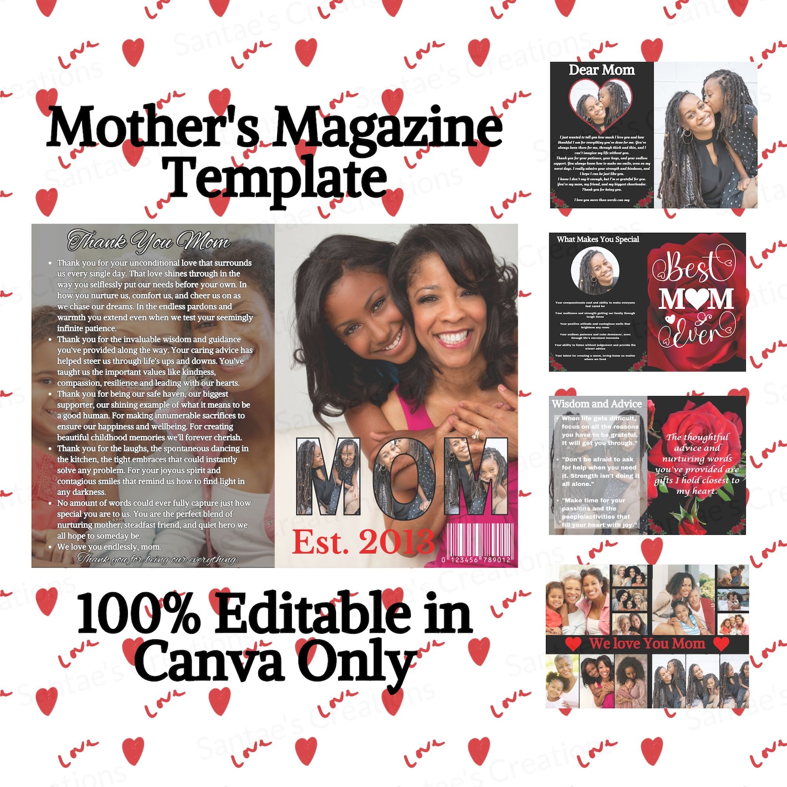 Mothers Magazine Template, Editable Magazine Template for Mother's ...