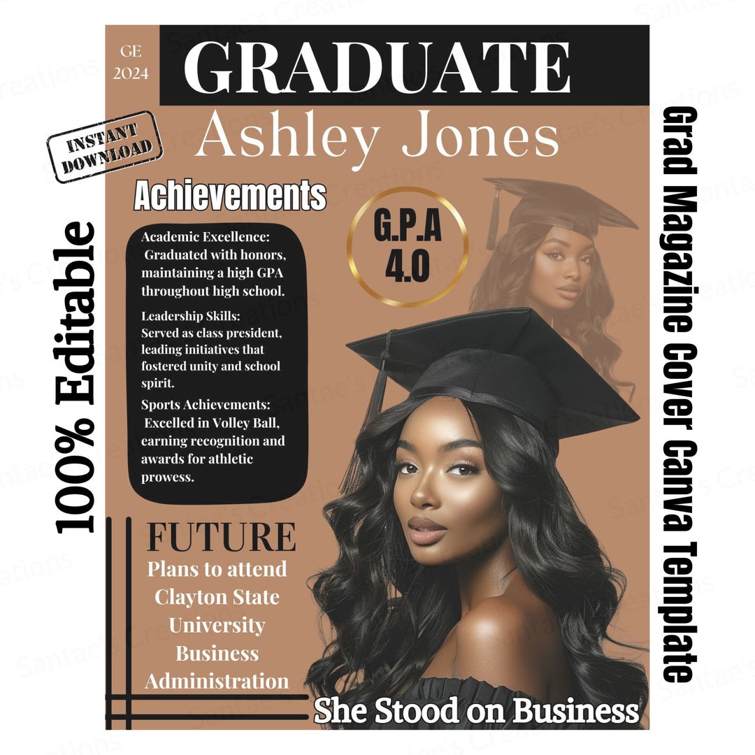 2024 Graduation Magazine Cover Template, Graduate Magazine Cover Design ...