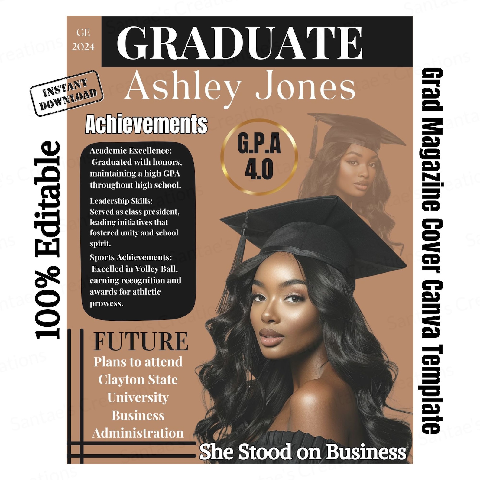 2024 Graduation Magazine Cover Template, Graduate Magazine Cover Design ...