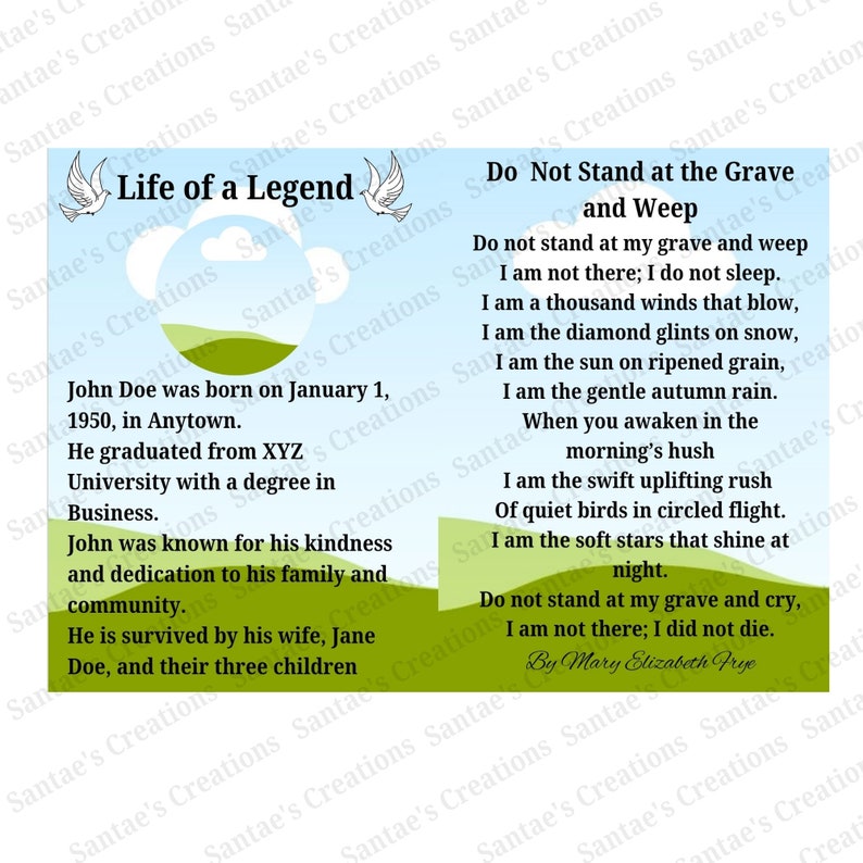 Editable Memorial Magazine Template Canva | Personalized Funeral ...