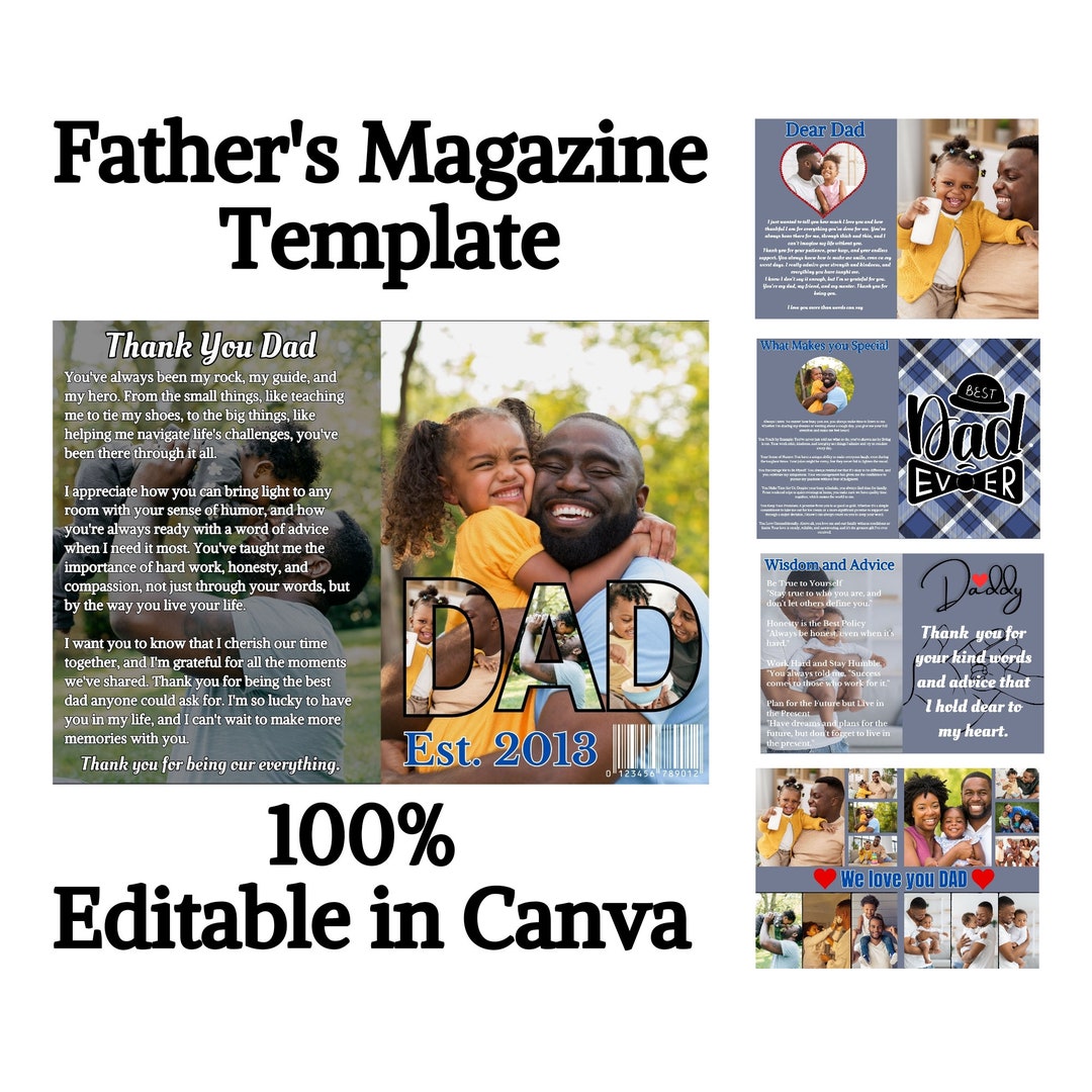 Magazine Template, Dad Magazine Template, Father's Day Magazine, Father ...
