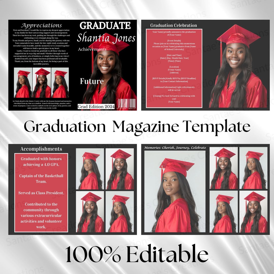 Editable Graduation Magazine Template, Graduation Magazine Template ...