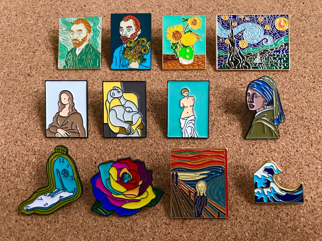 SET OF 12 Famous Artwork 1.25” Enamel Pins - Etsy