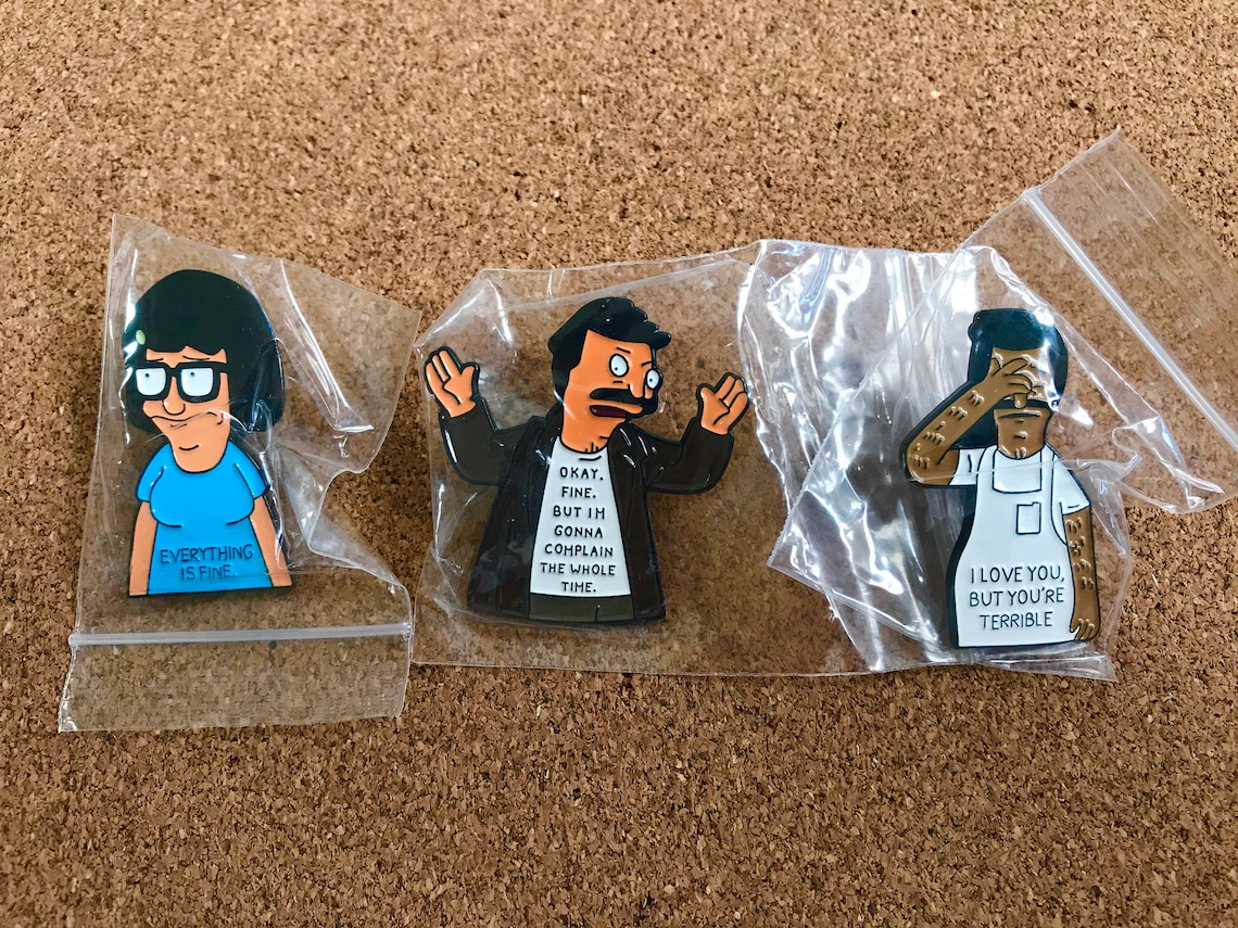 SET OF 3 Bob's Burgers 1.51.6 Enamel Pins Bob & Tina Belcher - Etsy