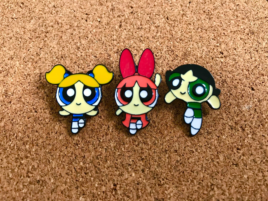 SET OF 3 Powerpuff Girls 1"-1.1" Enamel Pins - Blossom Bubbles ...