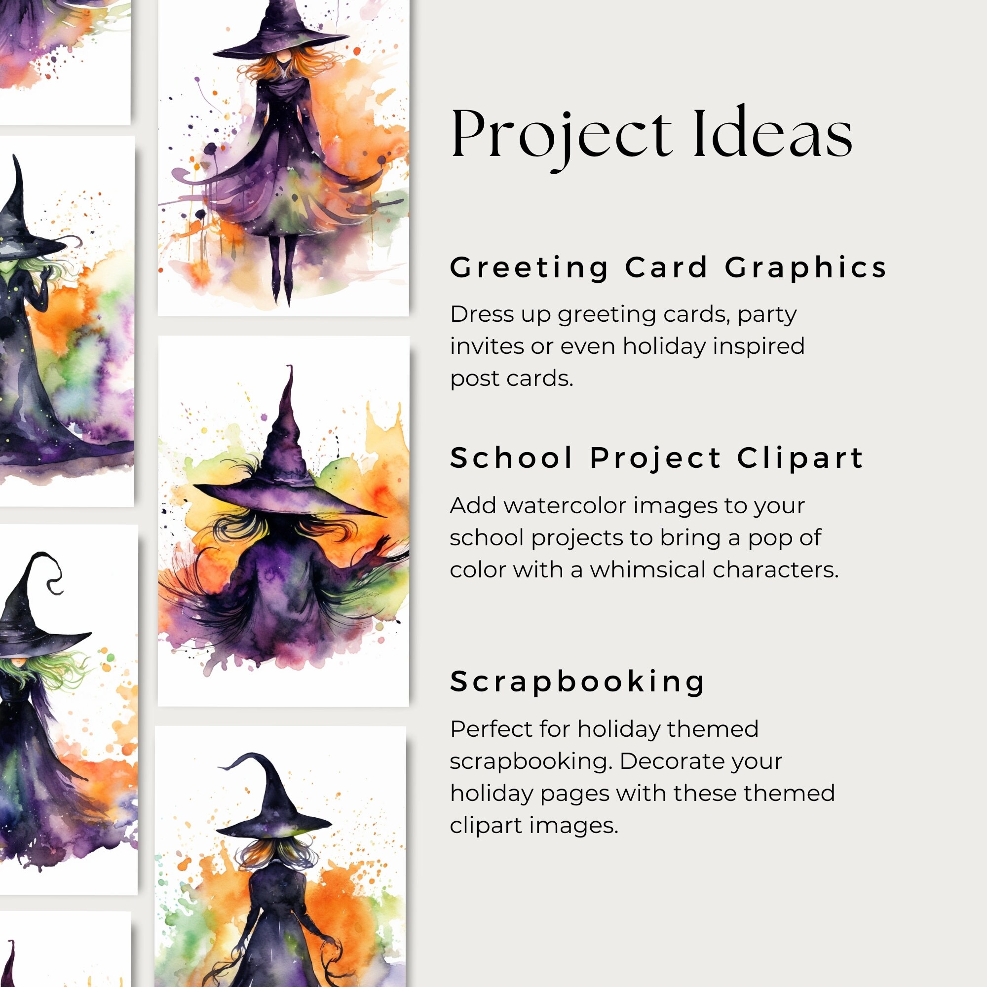 Watercolor Witches Clipart | 20 Designs | Transparent Background ...