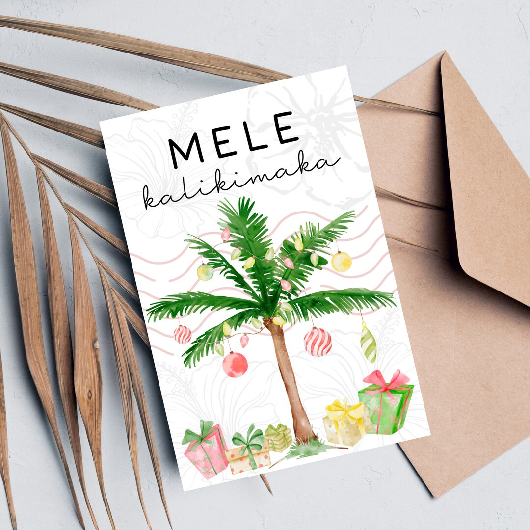 Mele Kalikimaka Palm Tree Printable Christmas Card | Tropical Christmas ...