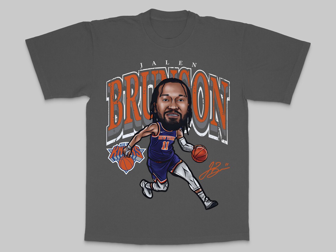 Jalen Brunson Cartoon New York Big Head Vintage Style Tshirt Available ...